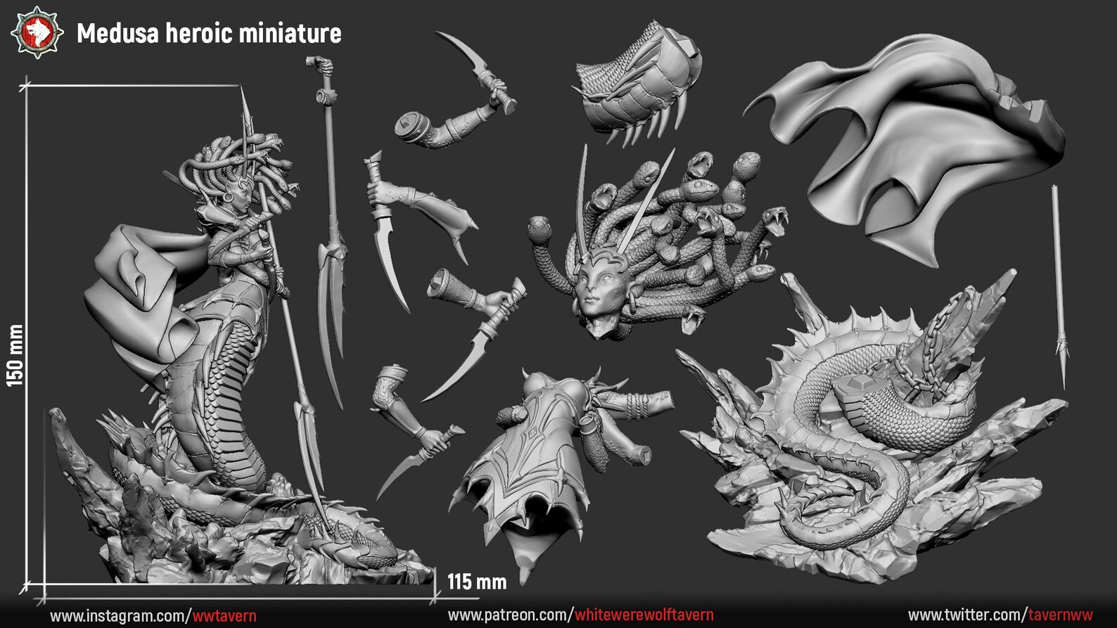 Medusa Heroic Miniature 32mm/75mm Scale Miniature White - Etsy