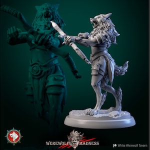 Female Werewolves Warriors 32mm Scale Miniature White Werewolf Tavern ...
