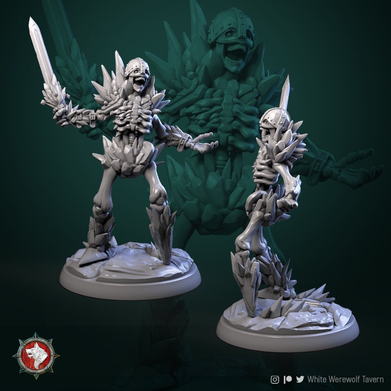 Ice Skeletons Set - Miniature 32mm Scale - White Werewolf Tavern - Etsy