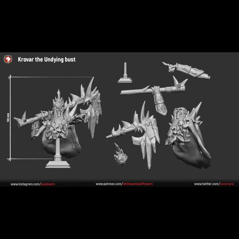 Krovar the Undying Bust White Werewolf Tavern - Etsy