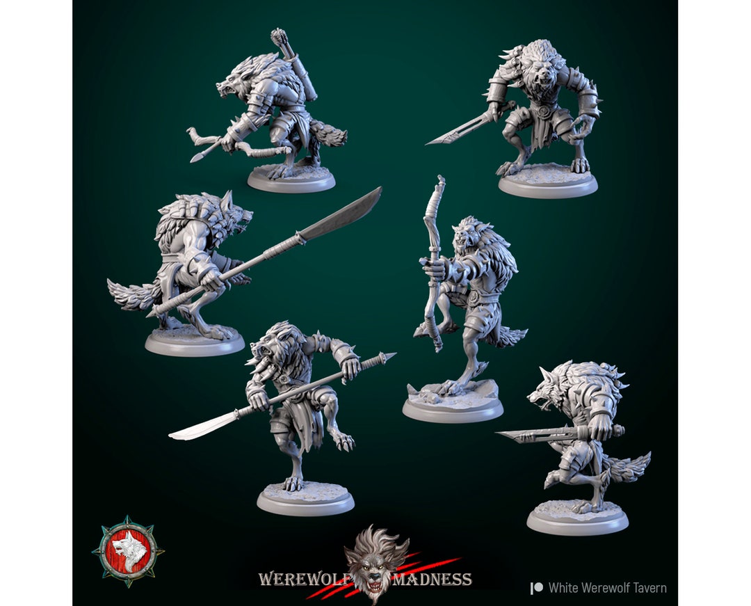 Werewolves Warriors - 32mm Scale Miniature - White Werewolf Tavern - Etsy