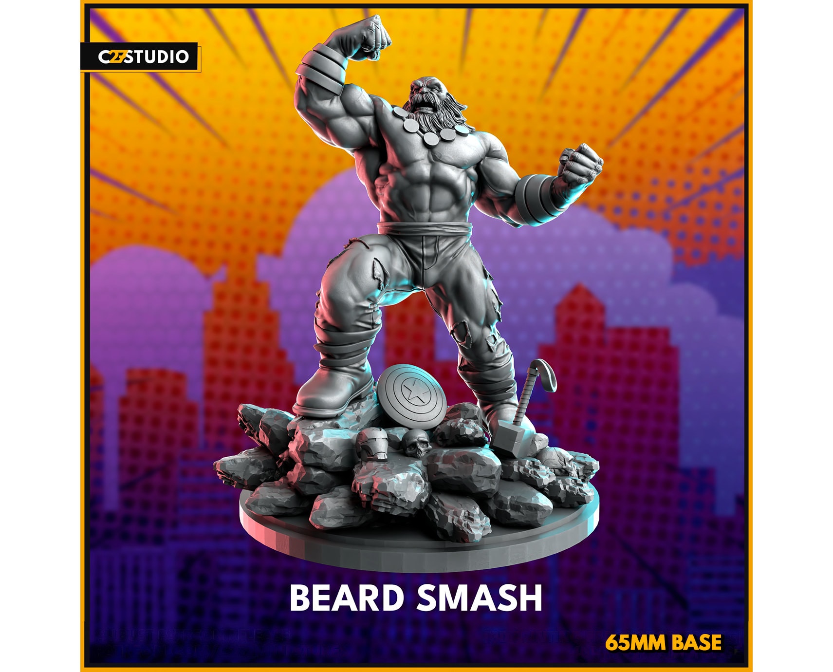 Beard Smash - 40mm Scale - C27 Miniatures - Etsy