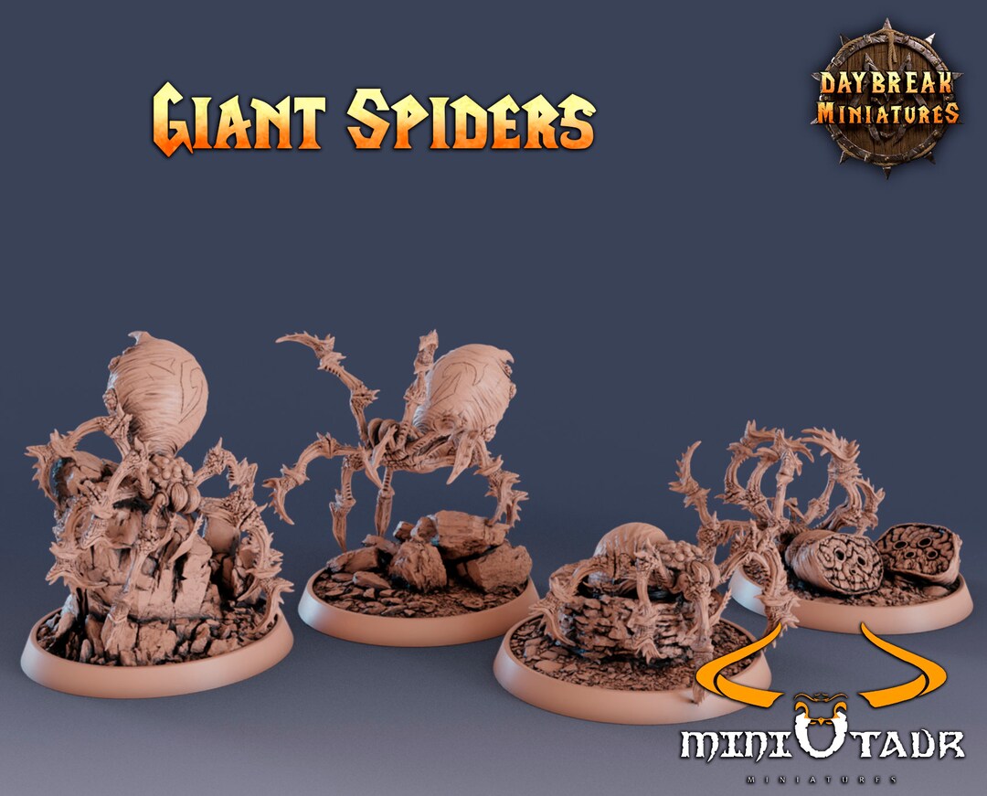 Giant Spiders - 32mm Scale - Large Creatures - Daybreak Miniatures ...