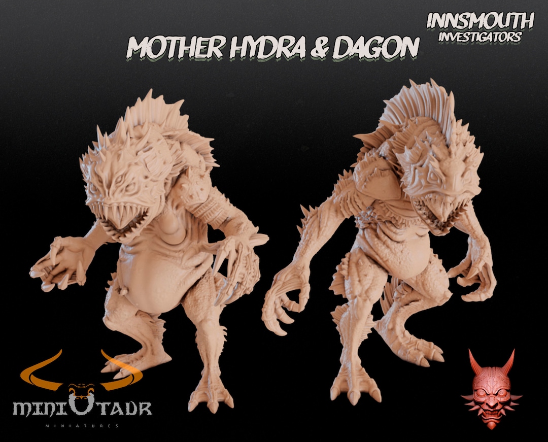 Mother Hydra and Dagon, Ruler of Deep Ones - 32mm Scale Miniature ...