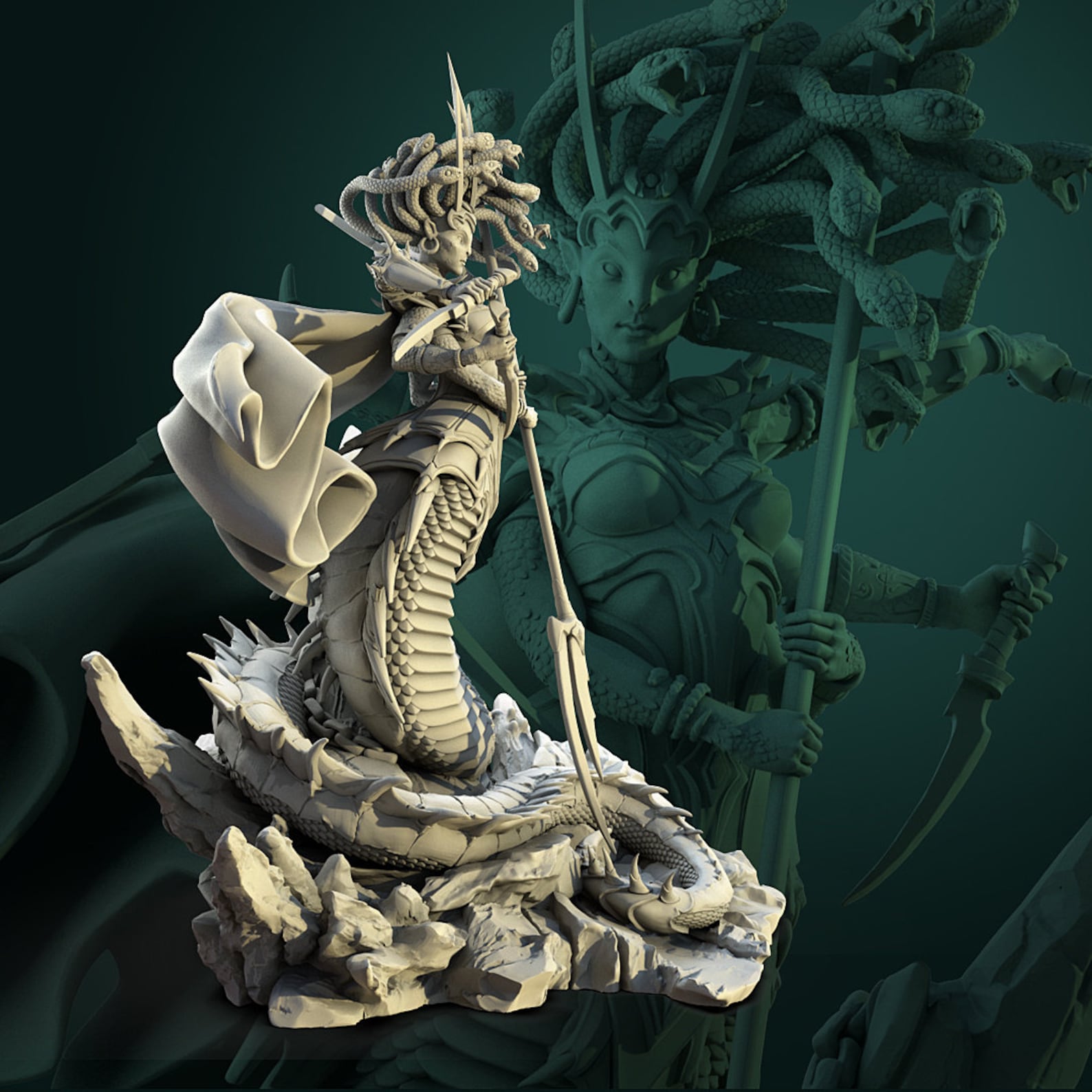 Medusa Heroic Miniature 32mm/75mm Scale Miniature White - Etsy