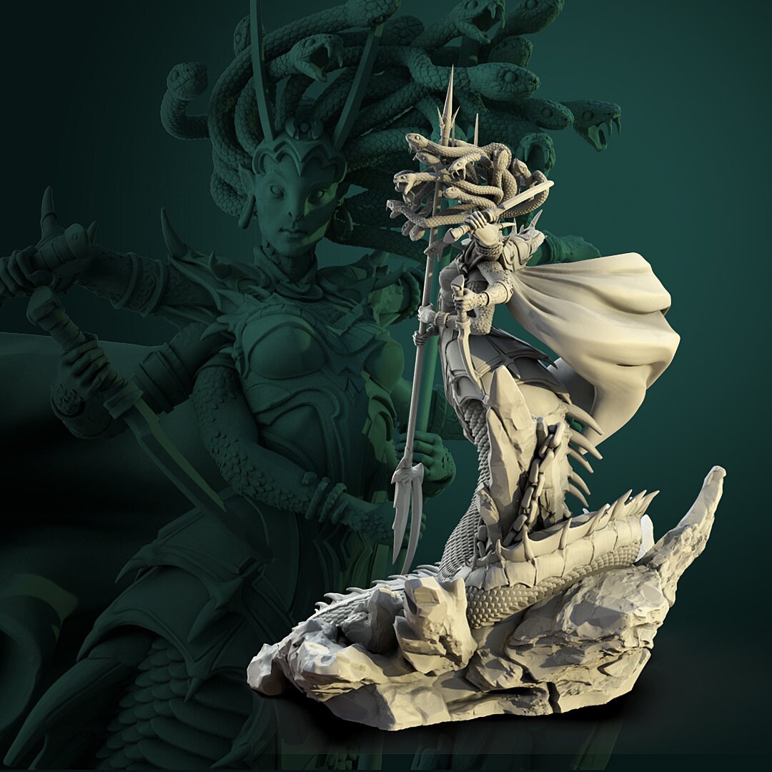 Medusa Heroic Miniature - 32mm/75mm Scale Miniature - White Werewolf ...
