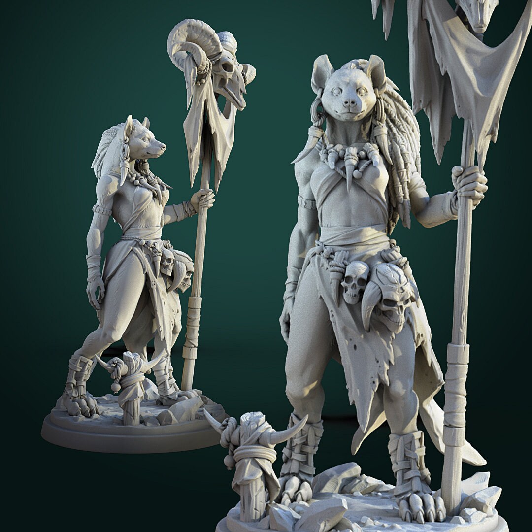 Meirsoa Gnoll Matriarch Miniature 32mm/75mm Scale and Bust White ...
