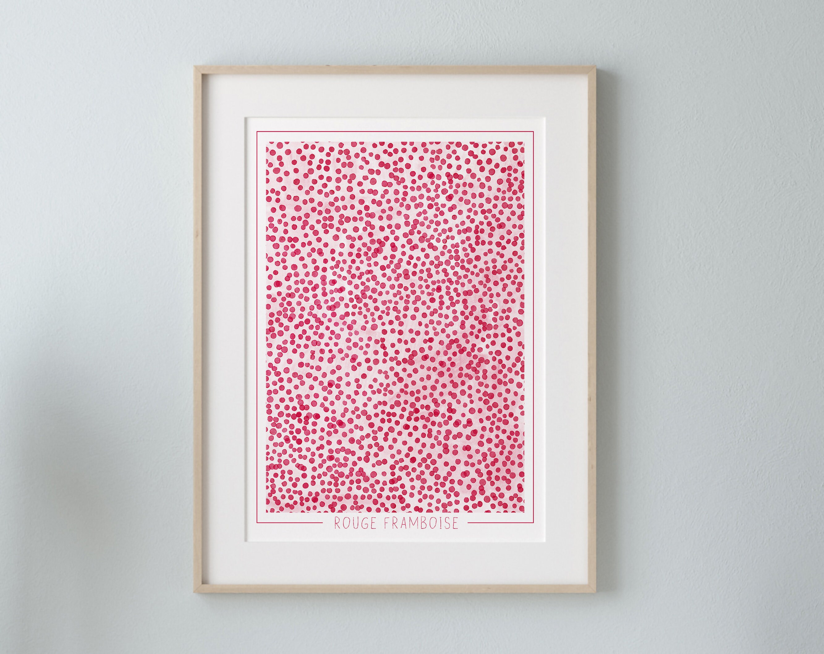 Raspberry Monochromatic Art Printable Dots Graphic Wall | Etsy