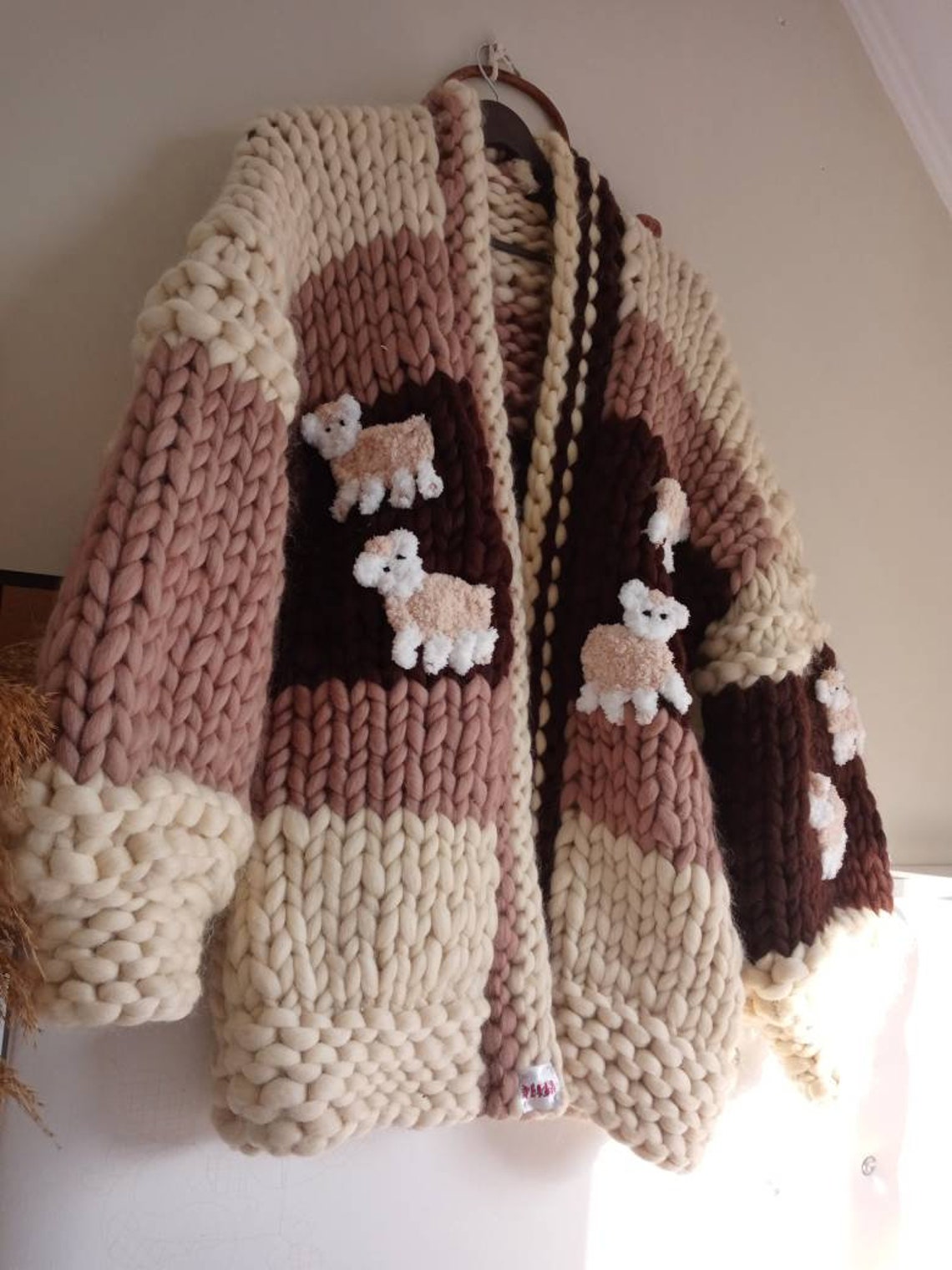 Leilayca 3d Fluffy Sheep Oversize Wool Cardigan Cardigan - Etsy