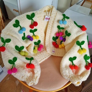 Leilayca Candy Cardigan , Crop Cherry Cardigan ,3d Cherry Embroidered ...