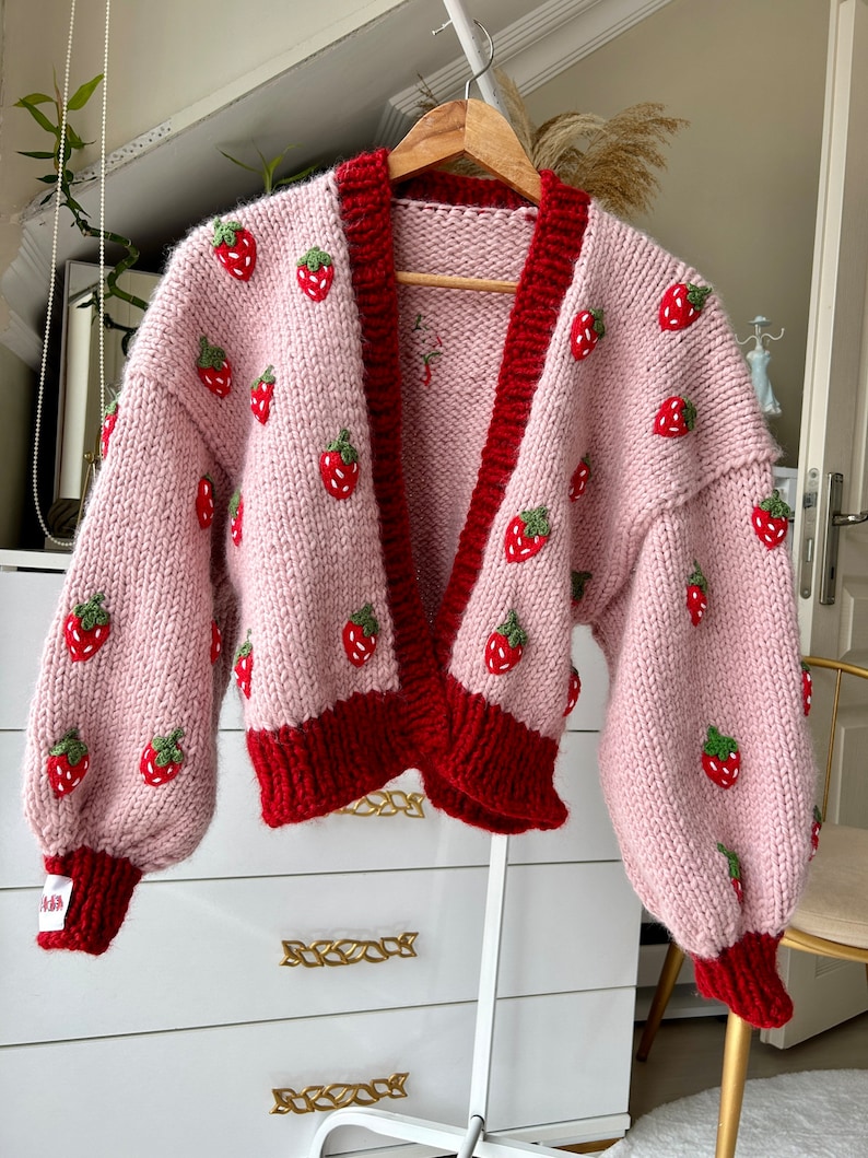 Leilayca , Strawberry Cardigan ,cute Knitted Sweater , Strawberry ...