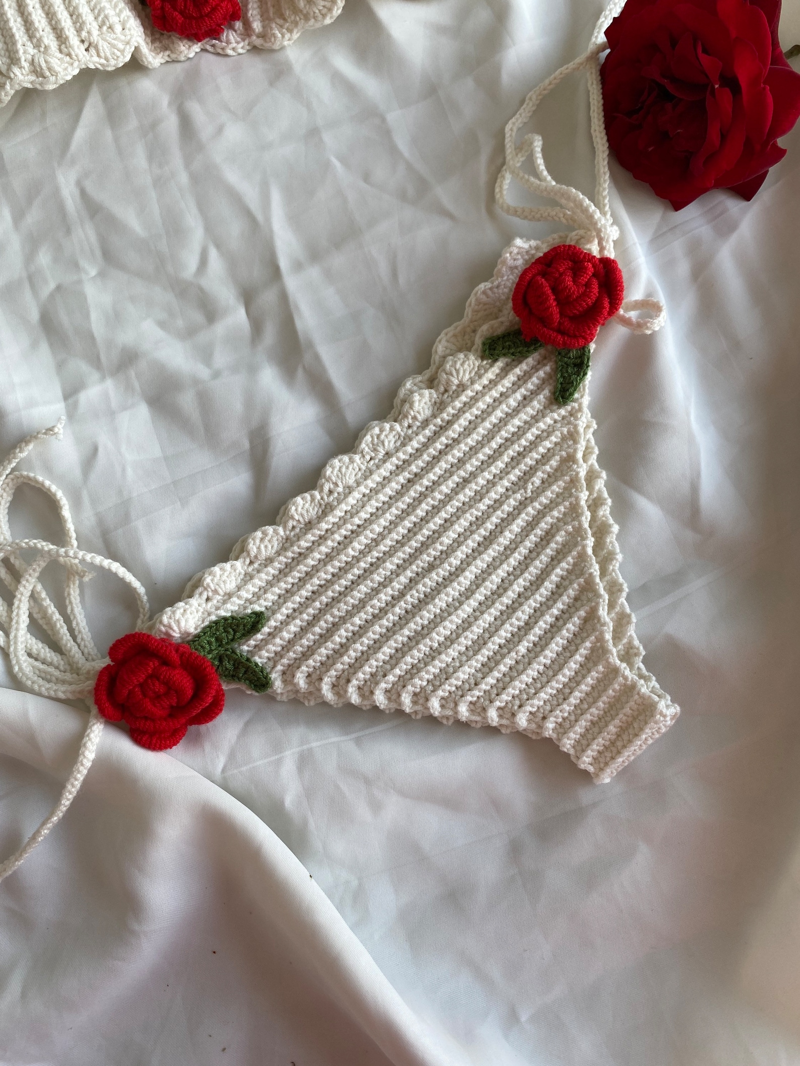 Red Rose Bikini Set , Triangle Crochet Bikini Set,crochet Bathing Suit ...