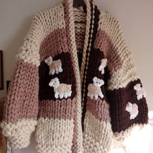 Leilayca , 3d Fluffy Sheep Oversize Wool Cardigan , Cardigan Hand ...