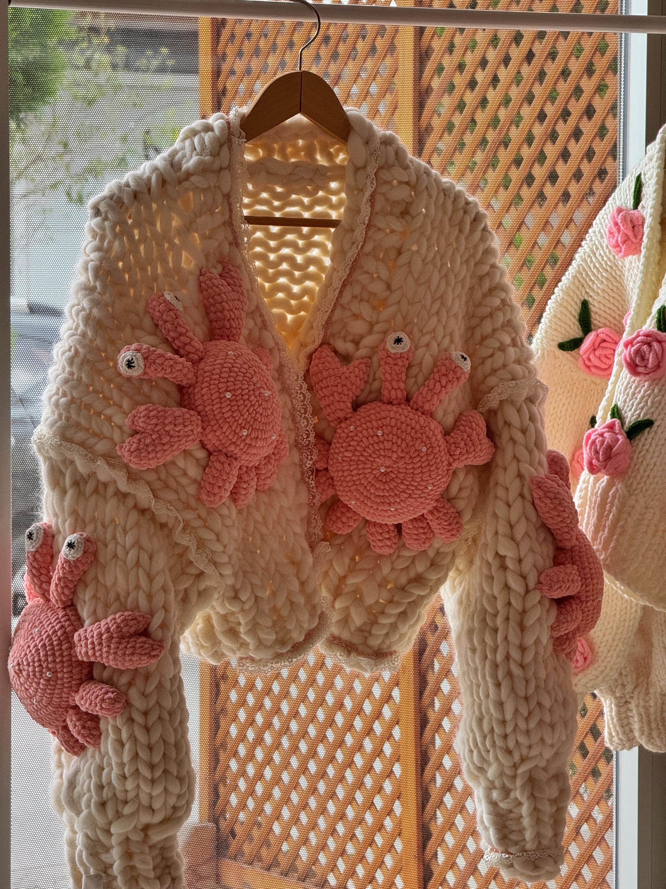 Leilayca Oversize Crab Cardigan – Chunky Merino Wool Knit Sweater With ...
