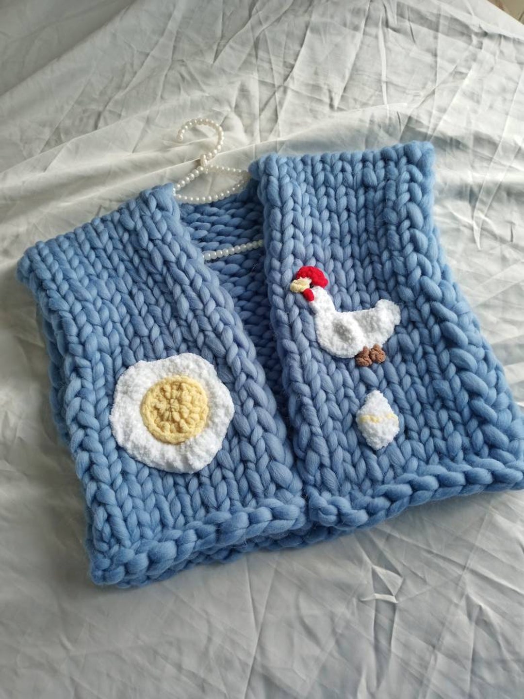 Leilayca | Chicken Vest| Chunky Vest|blue Woman Knit Vests| 3d Fluffy ...