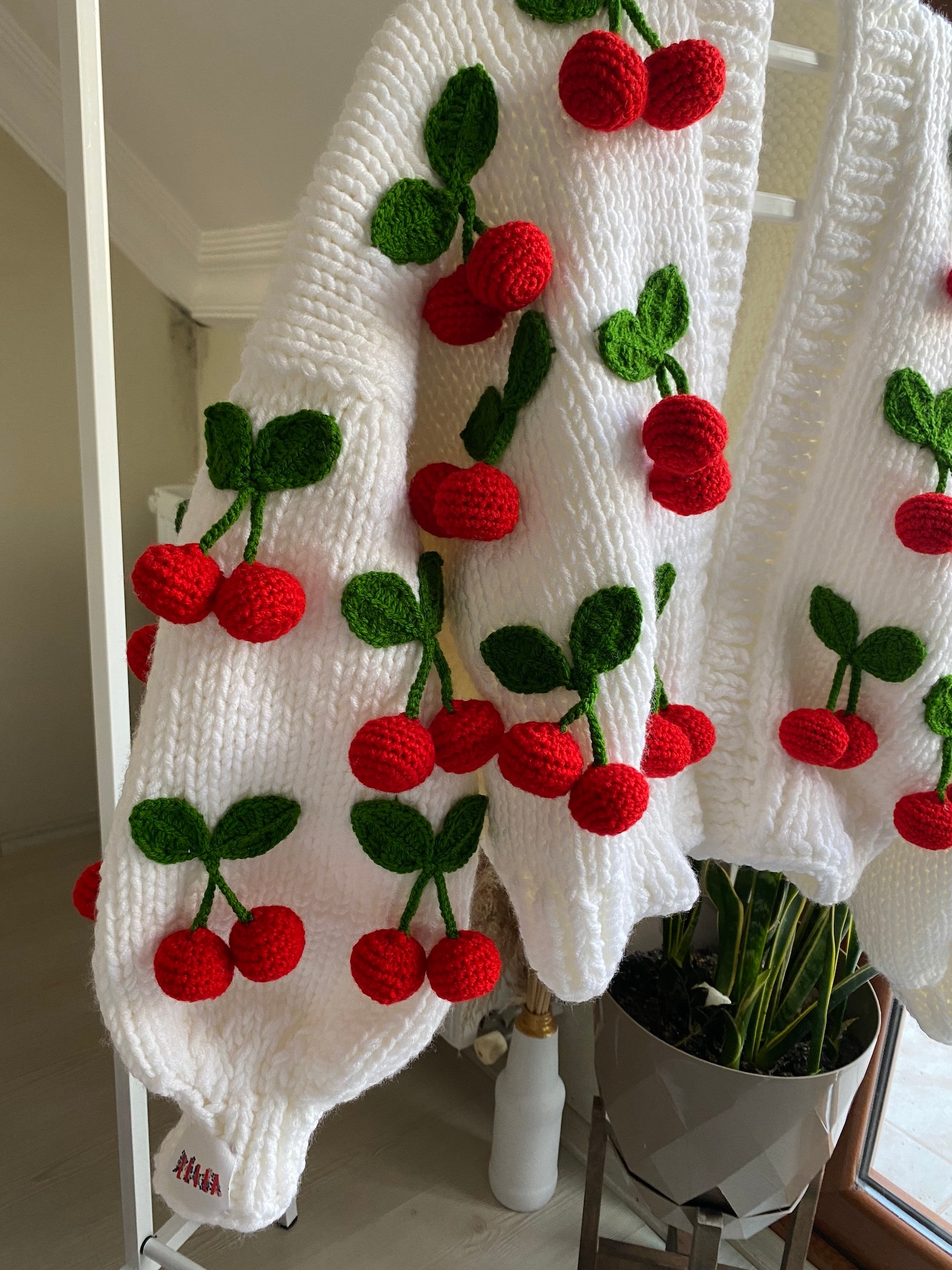 Leilayca Cherry Cardigan 3d Cherry Embroidered Chunky | Etsy