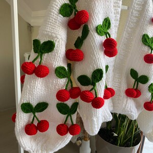 Leilayca, Cherry Cardigan , 3d Cherry Embroidered , Chunky Woman ...
