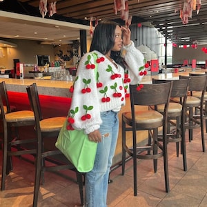 Leilayca, Cherry Cardigan , 3d Cherry Embroidered , Chunky Woman ...