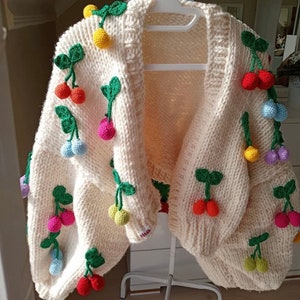 Leilayca Candy Cardigan , Crop Cherry Cardigan ,3d Cherry Embroidered ...