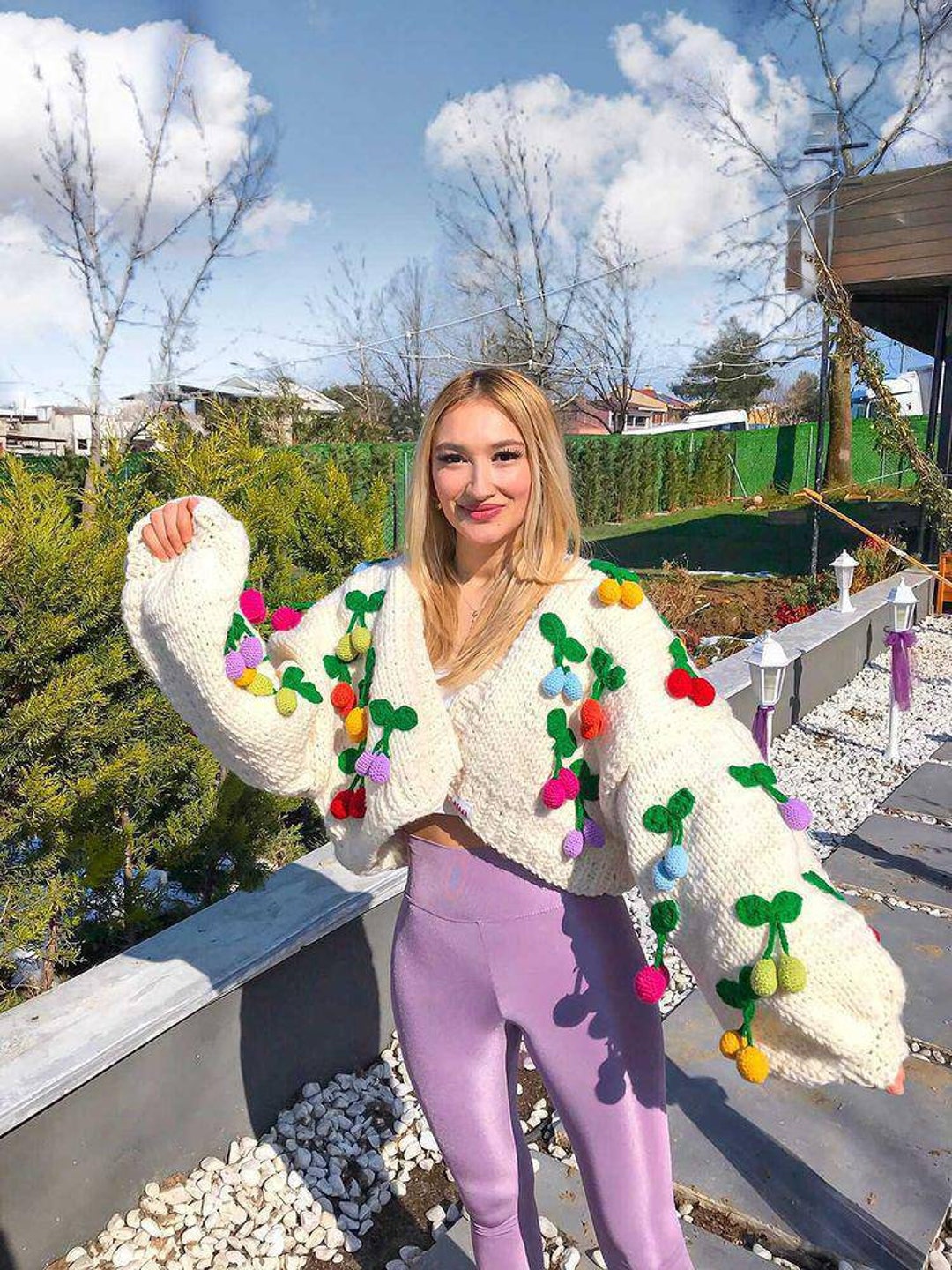 Leilayca Candy Cardigan , Crop Cherry Cardigan ,3d Cherry Embroidered ...