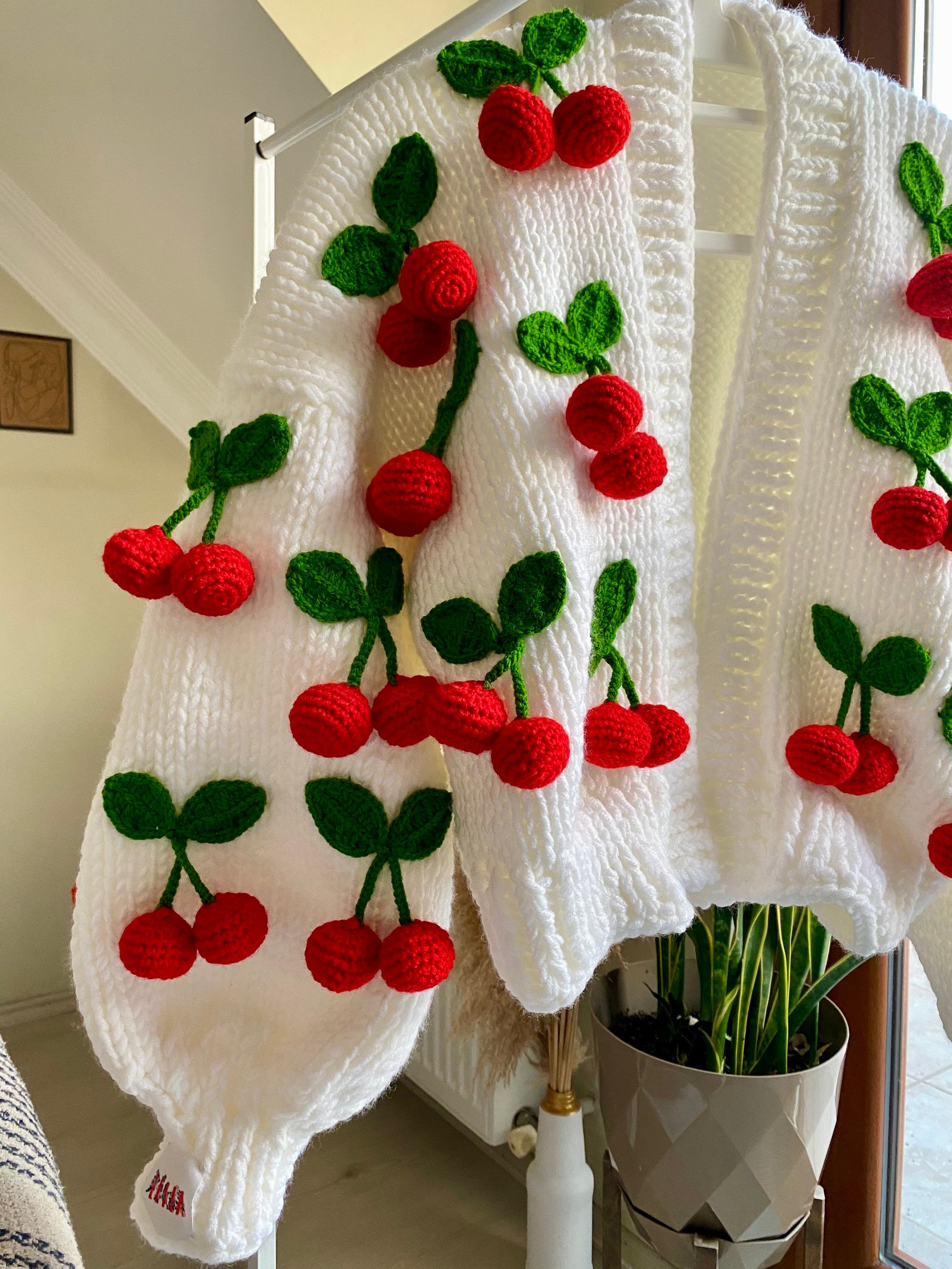 Leilayca Cherry Cardigan 3d Cherry Embroidered Chunky - Etsy