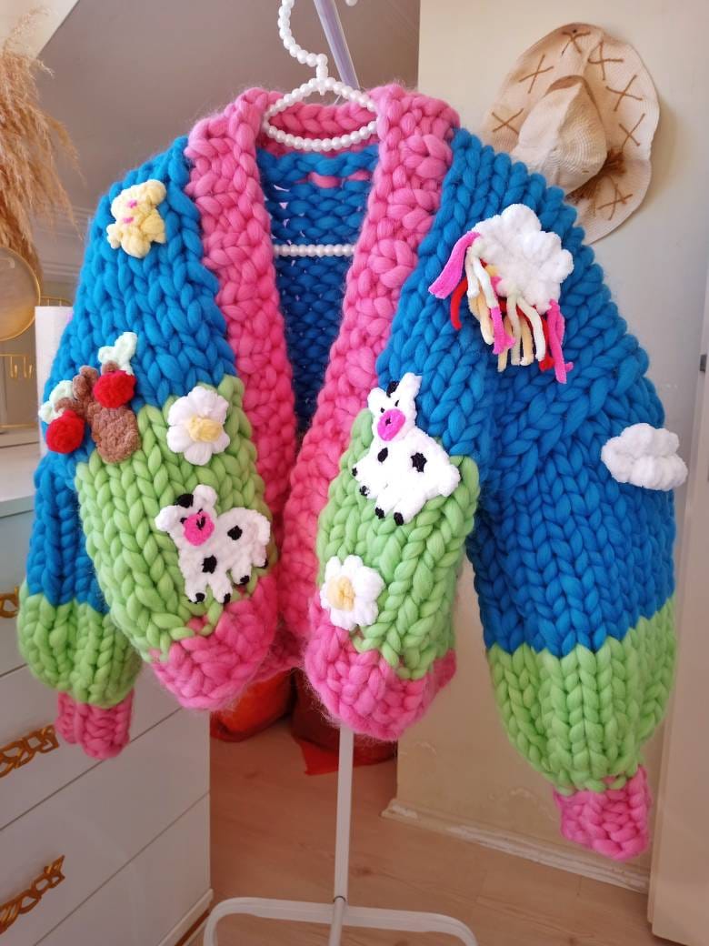 Leilayca Nature Wool Jacket Farm Vintage Cardigan Novelty - Etsy