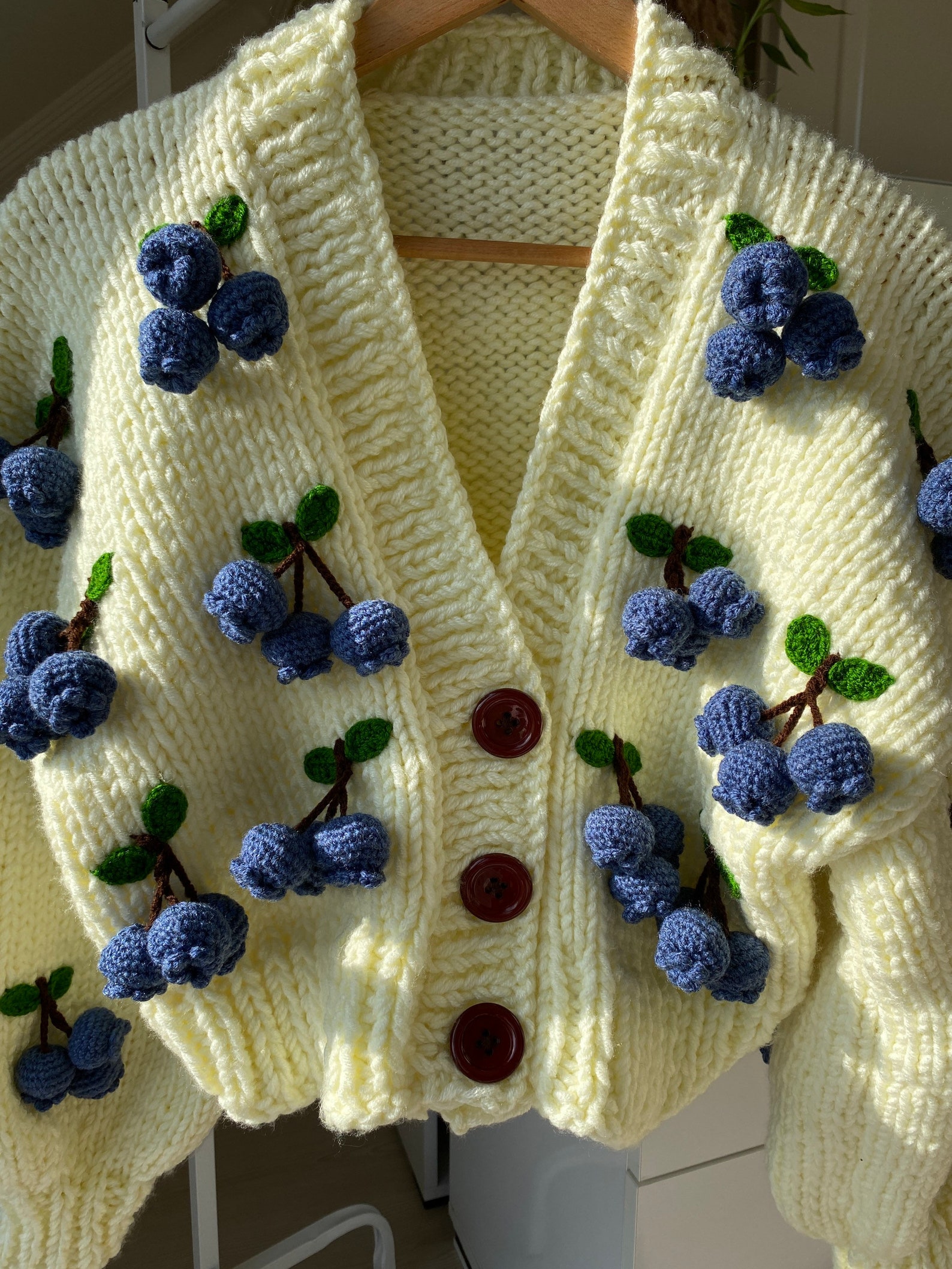 Leilayca Blueberry Knit Cardigan , Chunky Cropped Cardigan for Woman ...