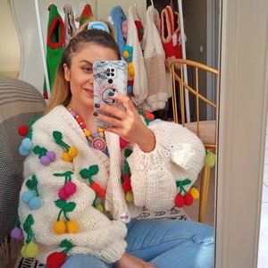 Leilayca Candy Cardigan , Crop Cherry Cardigan ,3d Cherry Embroidered ...