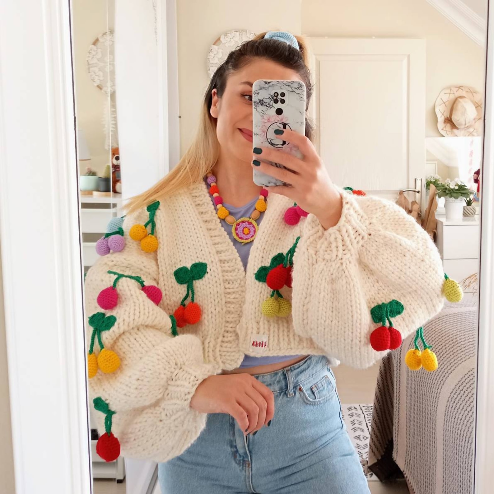 Leilayca Candy Cardigan Crop Cherry Cardigan 3d Cherry - Etsy