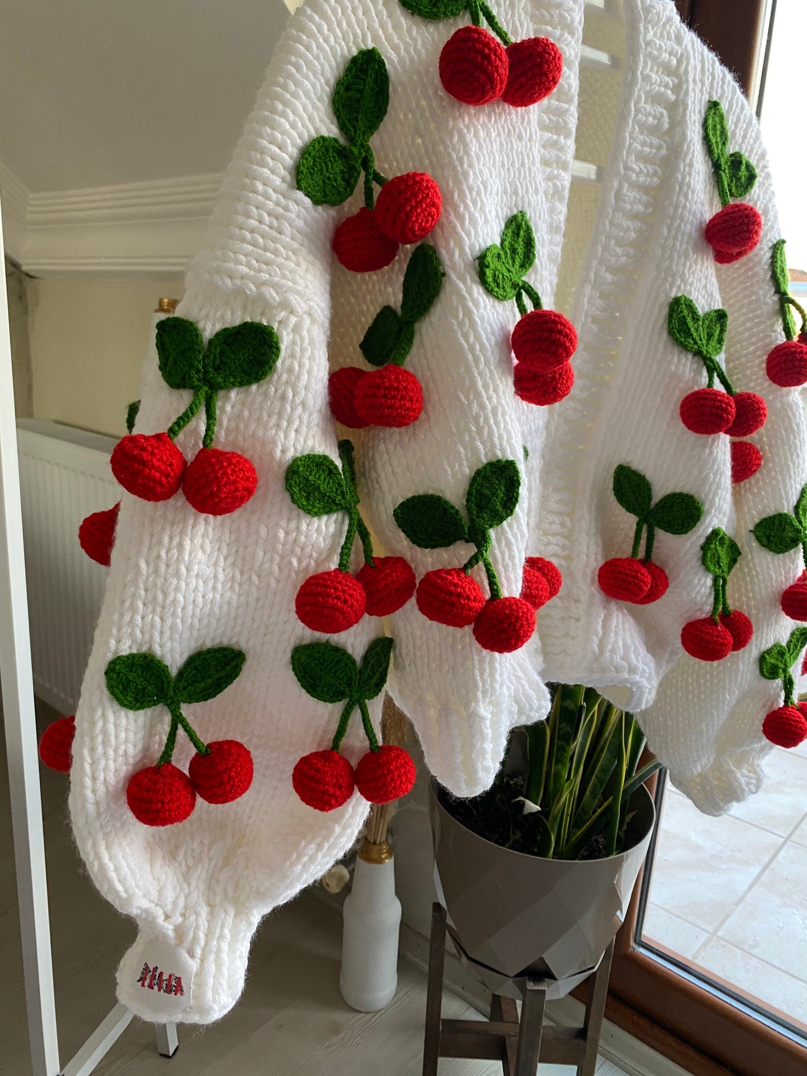 Leilayca Cherry Cardigan 3d Cherry Embroidered Chunky | Etsy