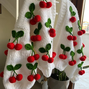 Leilayca, Cherry Cardigan , 3d Cherry Embroidered , Chunky Woman ...