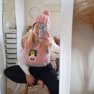 Cow Sweter | Knit Sweater | Chunky Sweater | Crochet | Cropped Sweater ...