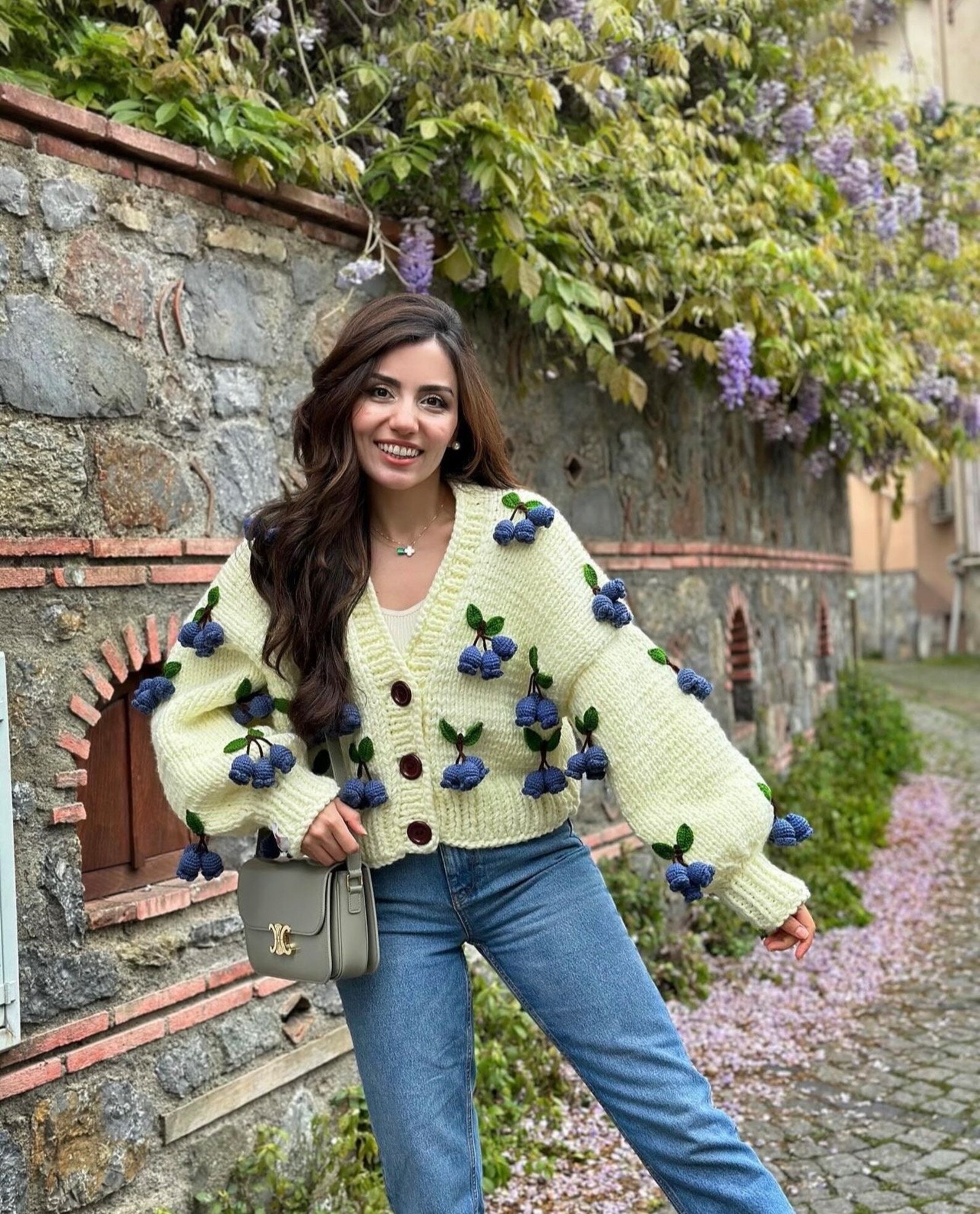 Leilayca Blueberry Knit Cardigan , Chunky Cropped Cardigan for Woman ...