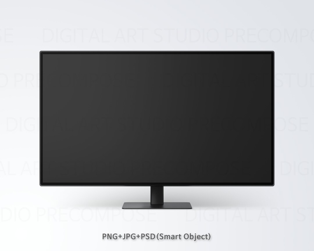 Desktop Monitor Mock up Template, Ratio 16:9, Realistic 3D Render ...