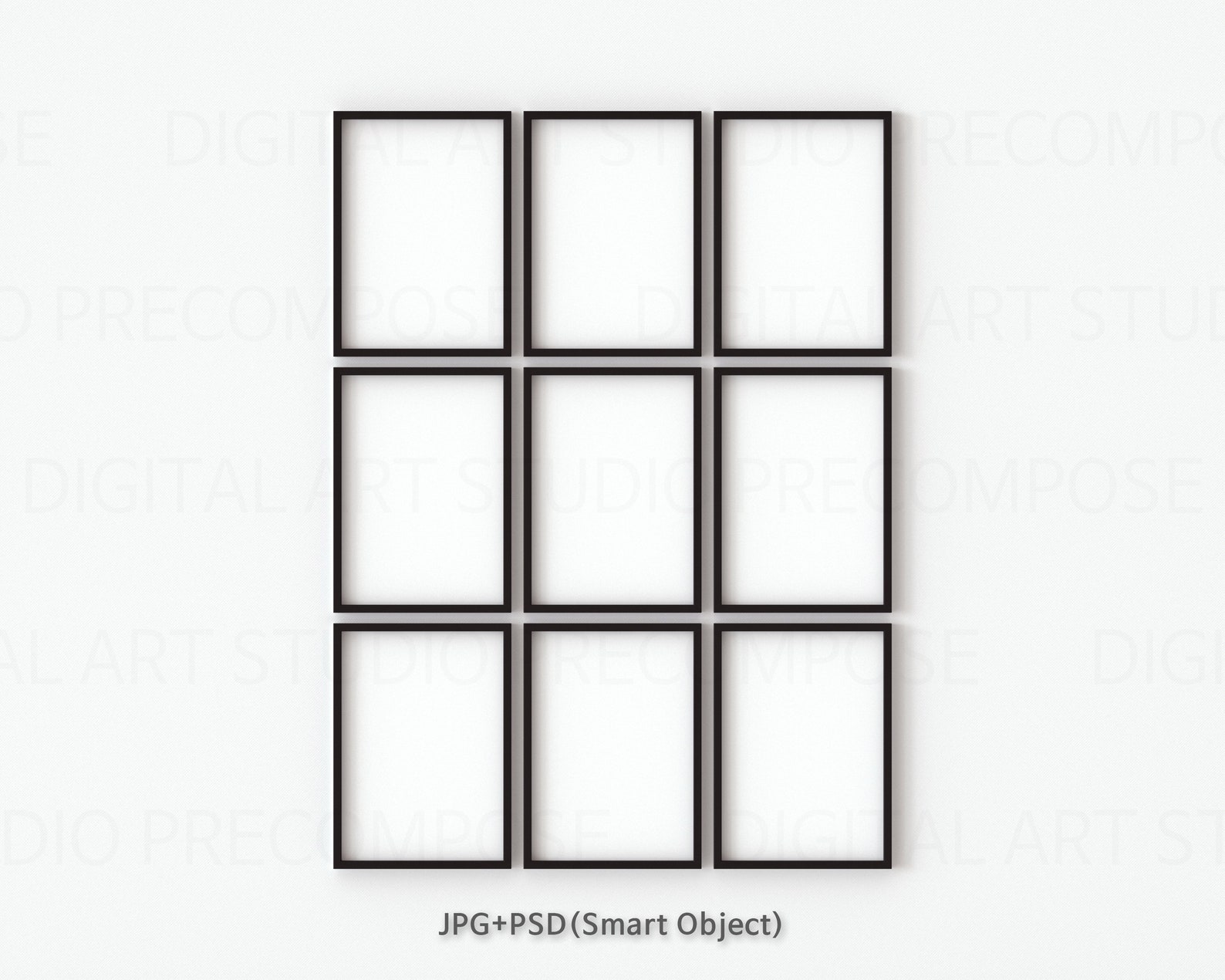 A4 Vertical Nine Frames Mockup JPG PSD Smart Object Gallary - Etsy