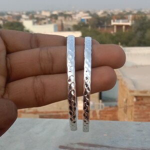 Solid 925 Sterling Silver Bangles, 2 Set Bangles, Stackable Bangles, 925 Silver Bangle for Her ...