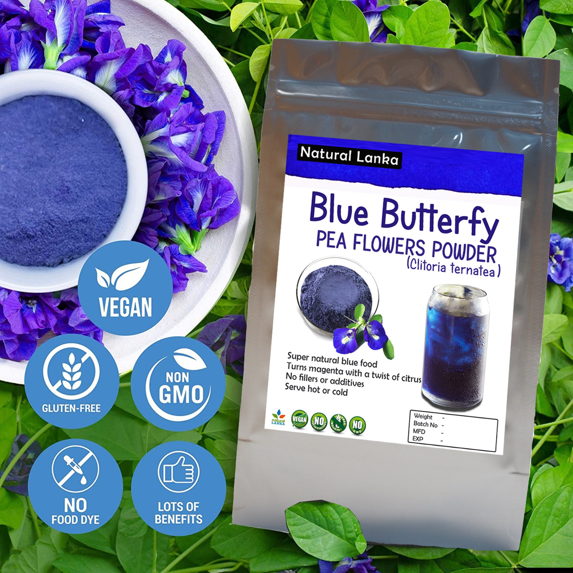Puff Sleeve Dress Butterfly Pea Flower Powder 4oz - Natural Blue Food ...