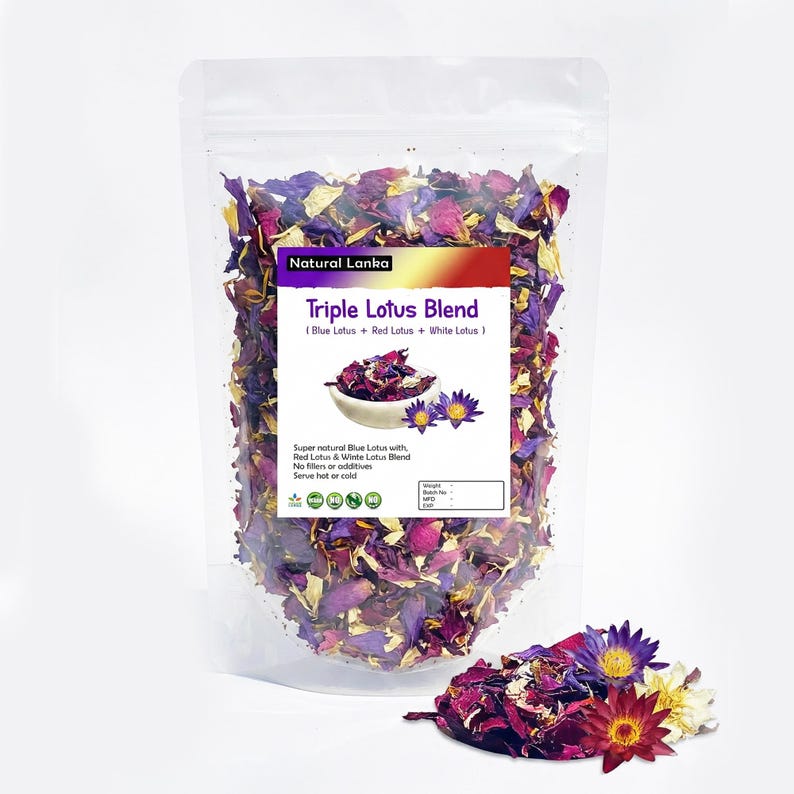 Triple Lotus Blend • Egyptian Blue Lotus Flowers With Red and White ...