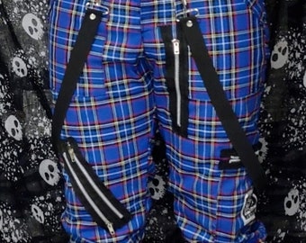 Red and Blue Bicolor Plaid Punk Pants - Etsy