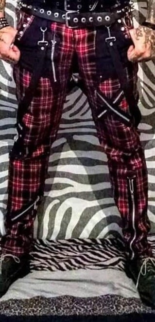 Red Plaid Punk Pants - Etsy