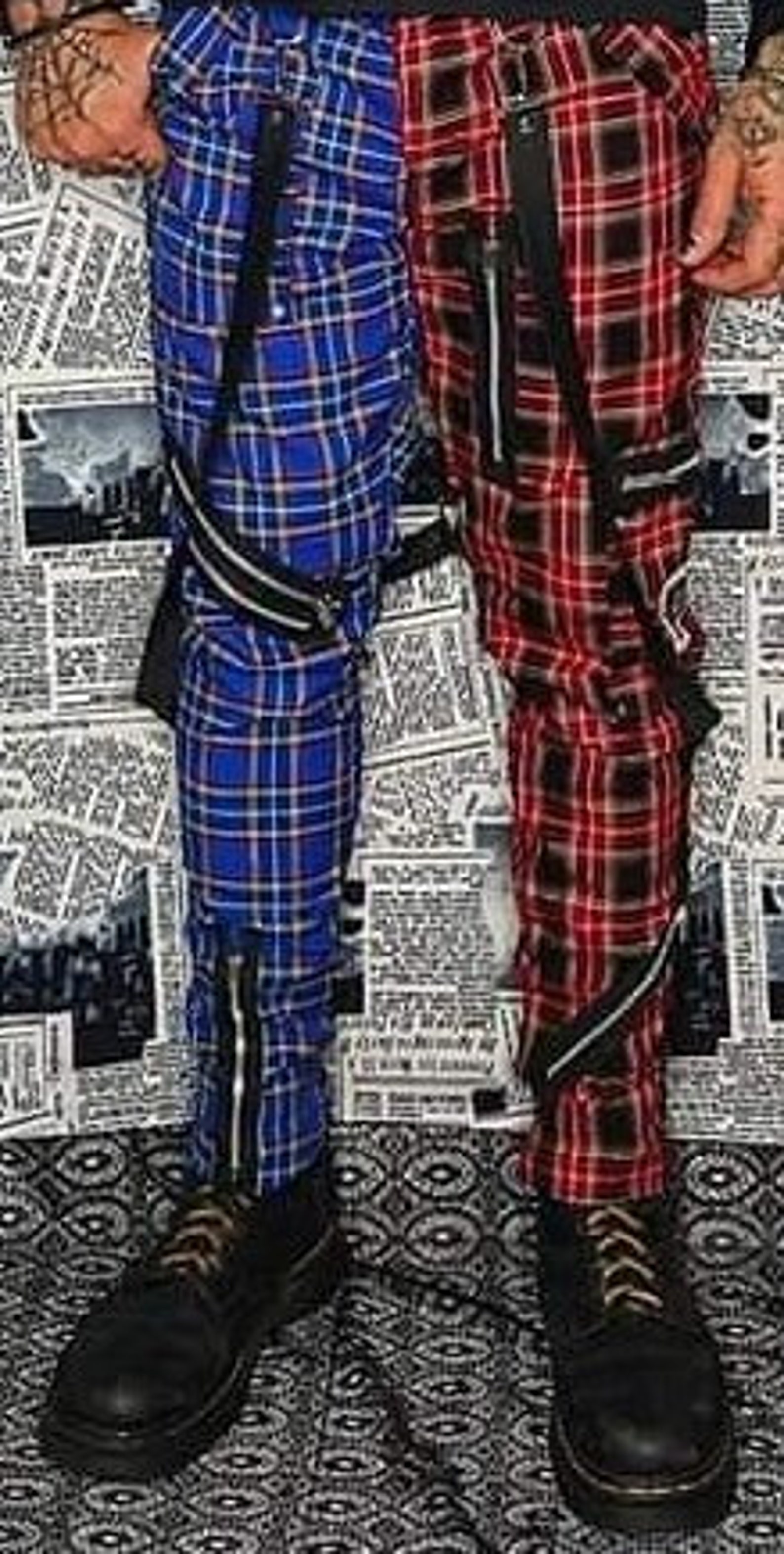 Red and Blue Bicolor Plaid Punk Pants - Etsy