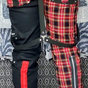 Red and Black Bicolor Plaid Punk Pants - Etsy