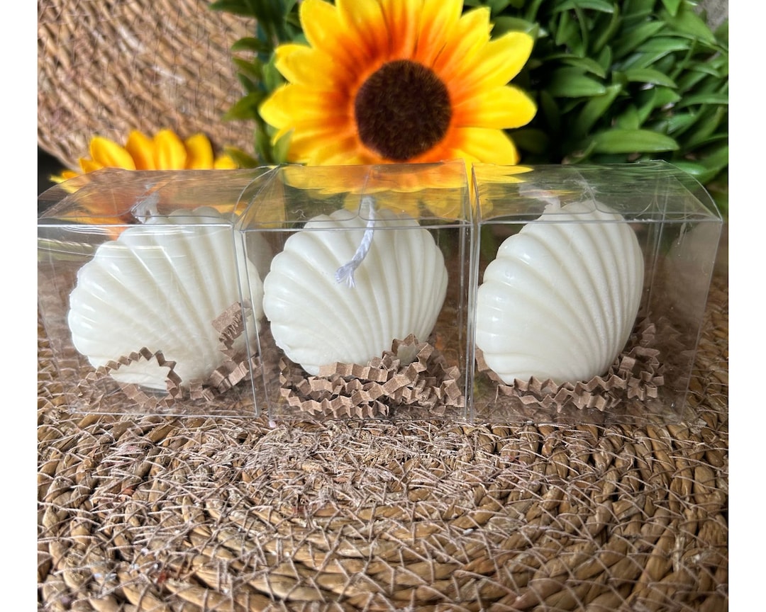 White Sea Shell Handmade Candle,small Shell Shaped Candle Wedding ...
