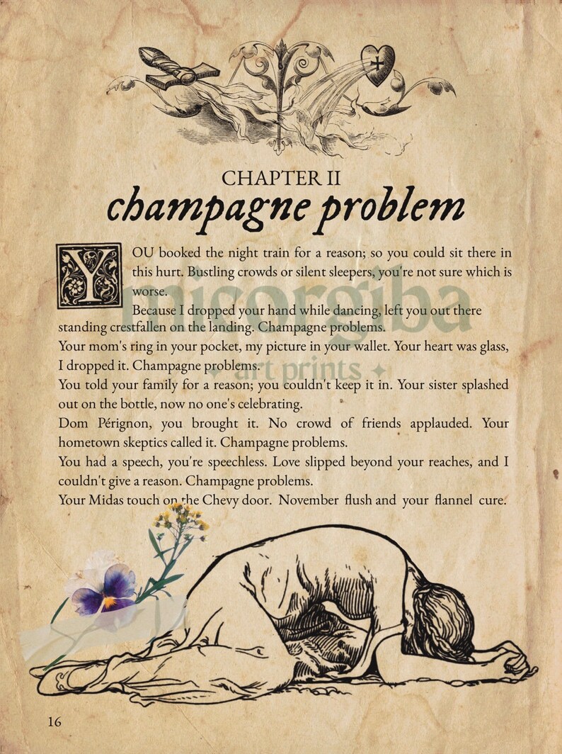 Taylor Swift Poster Evermore Champagne Problems Lyrics - Etsy