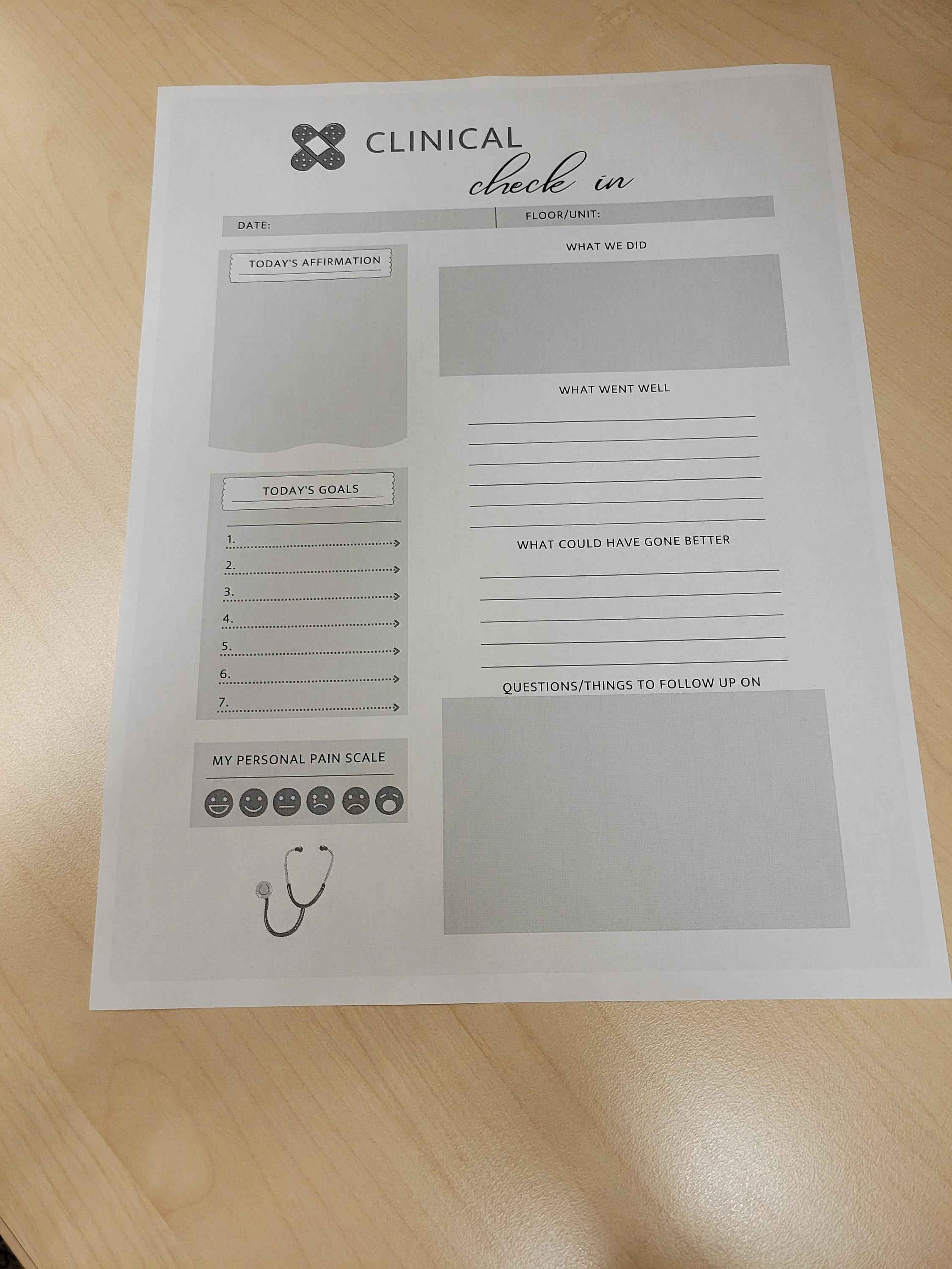 Nursing "clinical CHECK In" Digital Download: Clinical Reflection for ...