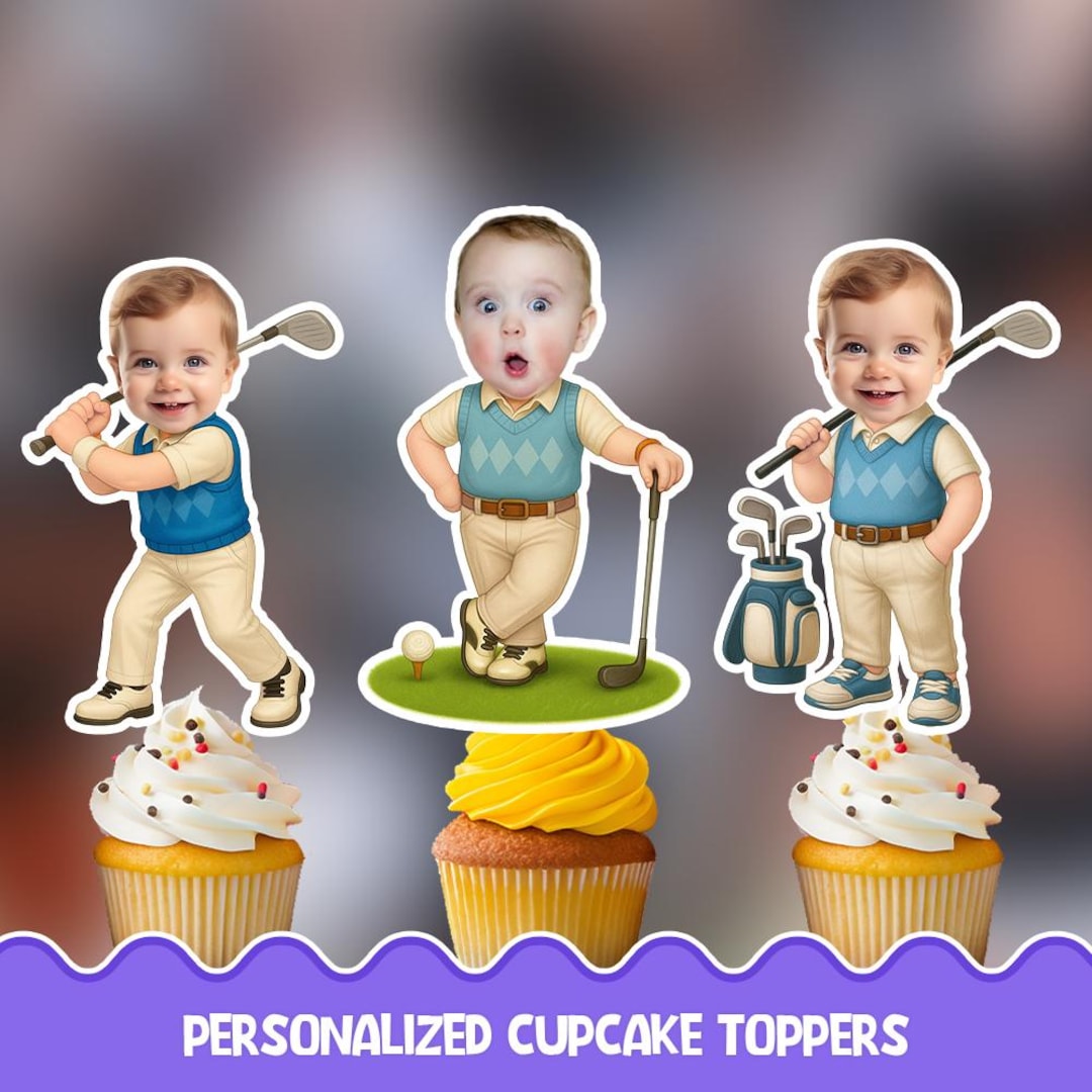 Golf Personalized Cupcake Toppers - Physical Cupcake Toppers Set - Etsy