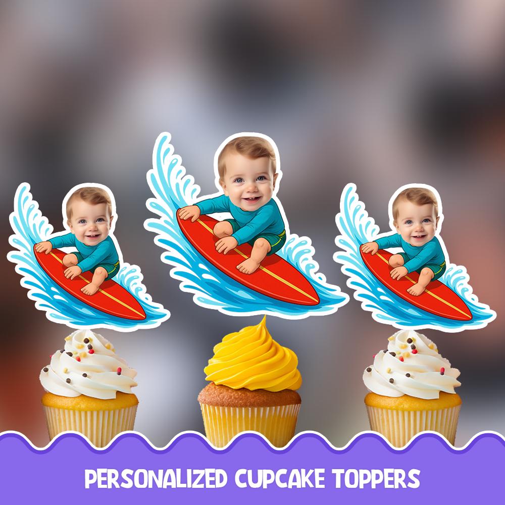 Surfer Personalized Cupcake Toppers - Physical Cupcake Toppers Set - Etsy