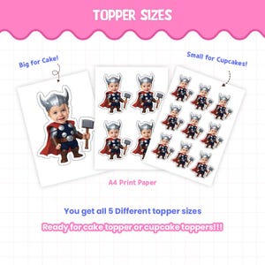 Thor Personalized Cupcake Toppers - Cute Cake Topper Digital Print - Etsy