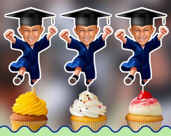 Graduate Personalized Face Cupcake Toppers - Etsy
