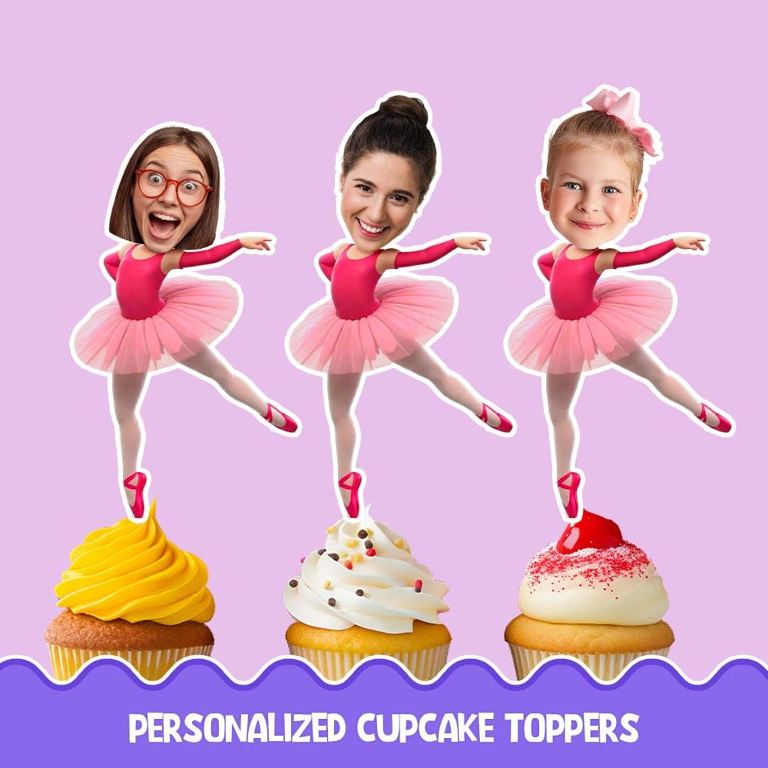 Ballerina Personalized Cupcake Toppers - Physical Cupcake Toppers Set ...